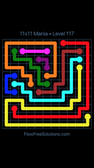 Flow Free 11x11 Mania Level 117 Puzzle Solution and Answer - Flow Free ...