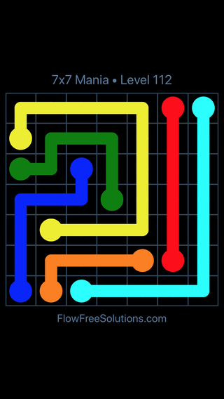 Flow Free 7x7 Mania Level 112 Puzzle Solution and Answer - Flow Free ...