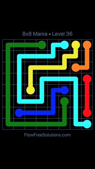 Flow Free 8x8 Mania Level 36 Puzzle Solution and Answer - Flow Free ...