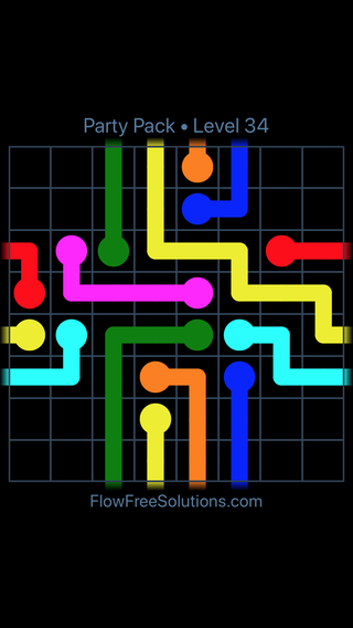 Flow Free Party Pack Level 34 Puzzle Solution and Answer - Flow Free ...