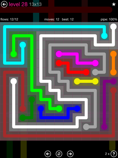 Flow Free Solutions - Flow Pink Pack Set 13x13 Level 28