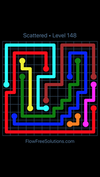 Flow Free Scattered Pack 12 X 12 Level 148 Puzzle Solution and Answer ...
